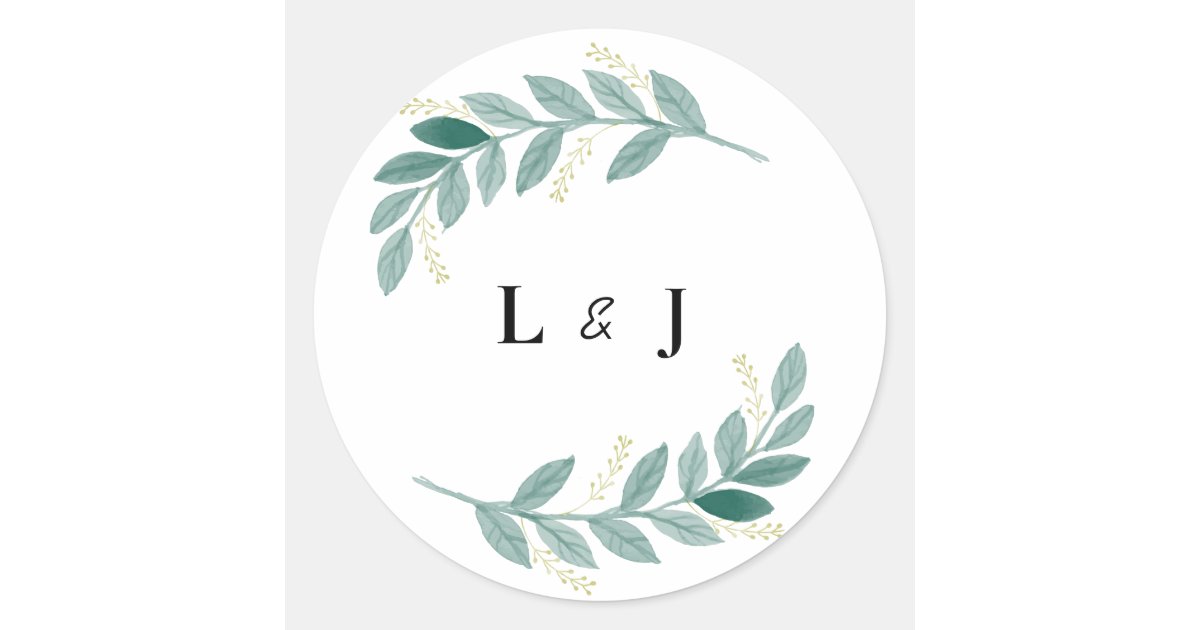 Green Floral Wedding Sticker | Zazzle