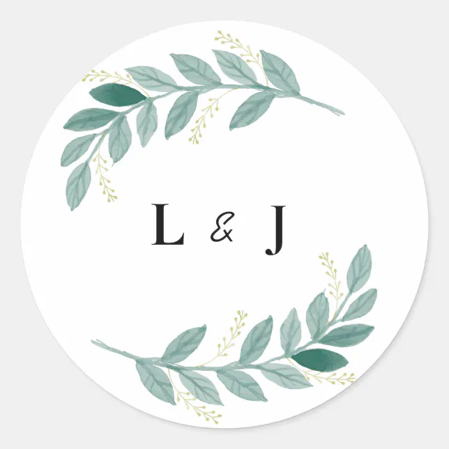 Green Floral Wedding Sticker | Zazzle