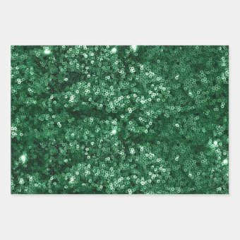 Green Foil Holiday Satin and Glitter Christmas Wrapping Paper Sheets ...