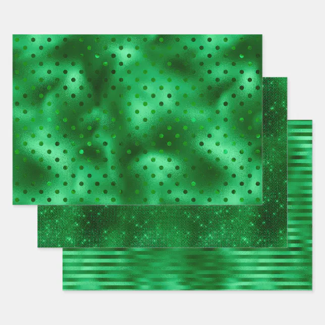 Green Foil Polka Dot Wrapping Paper Sheets | Zazzle