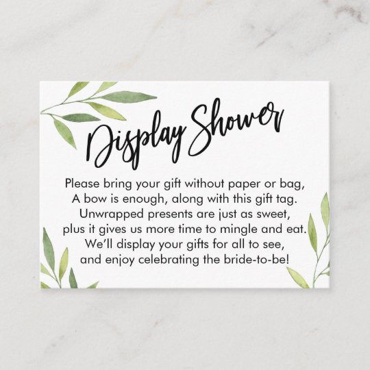 Green Foliage Display Bridal Shower Gift Card | Zazzle.com