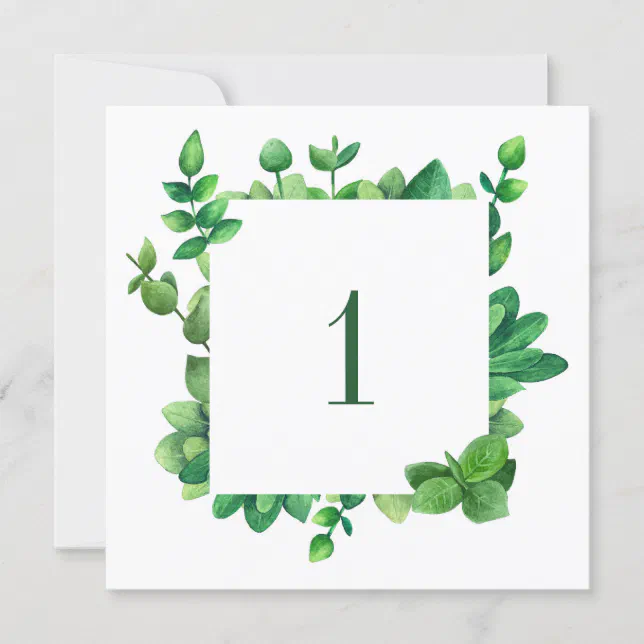 Green foliage table number. Greenery wedding Invitation | Zazzle
