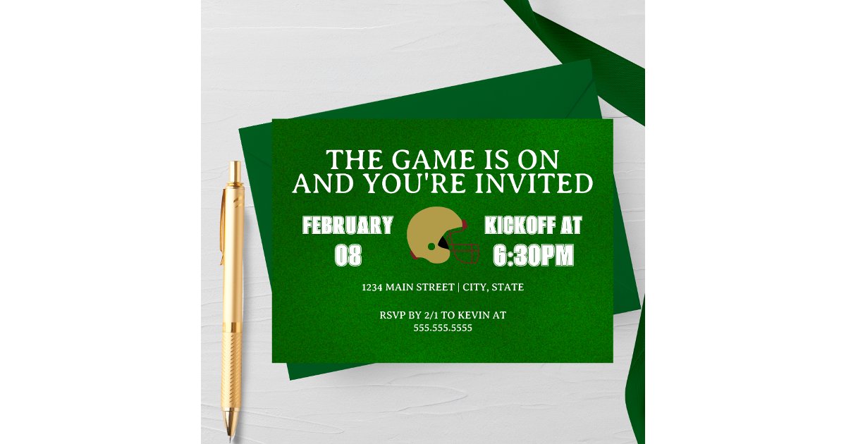 Green Football Game Night Invitation | Zazzle