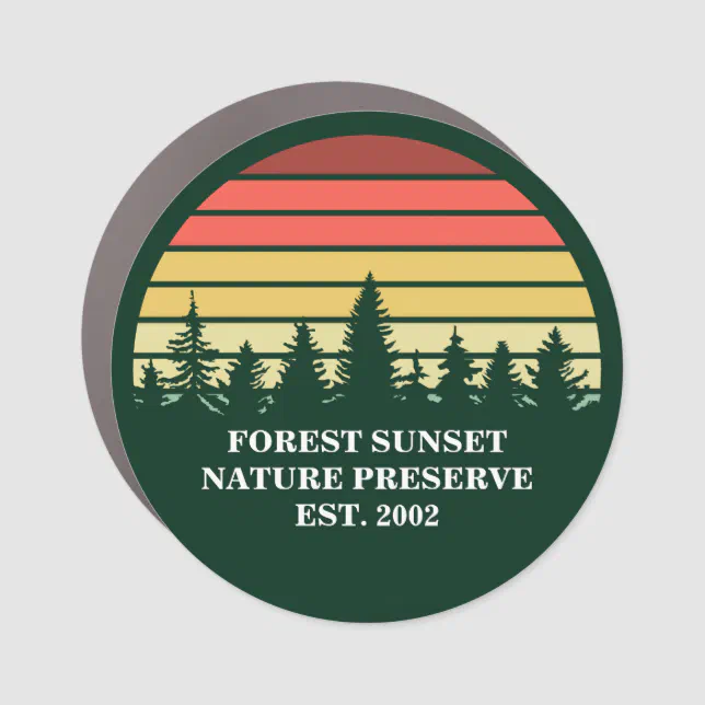 Green Forest Sunset Nature Preserve Custom Car Magnet | Zazzle