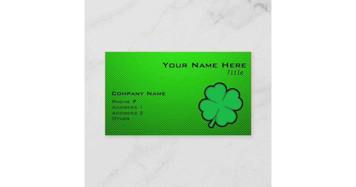 Green Four Leaf Clover Business Card | Zazzle