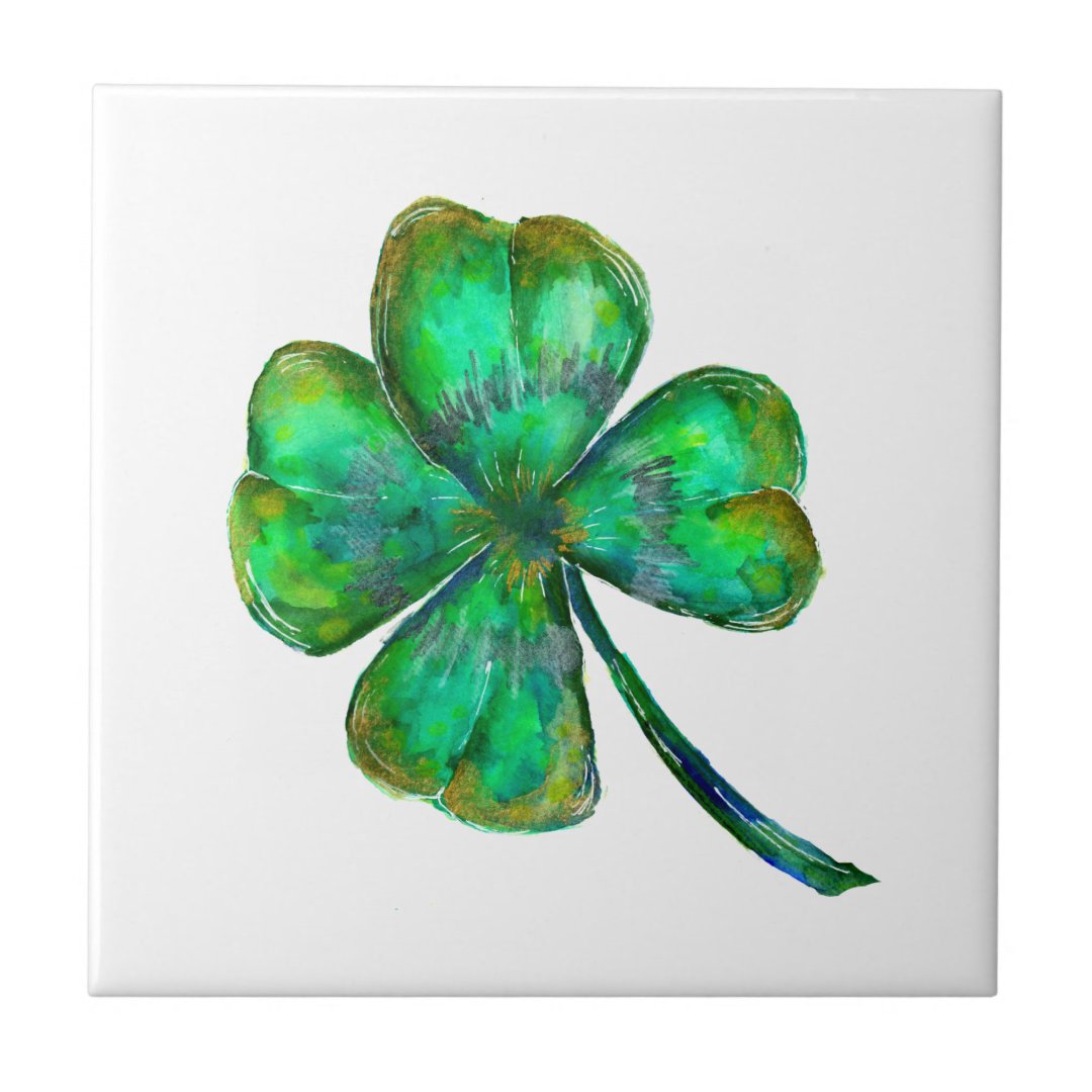 Green Four Leaf Clover Ceramic Tile | Zazzle