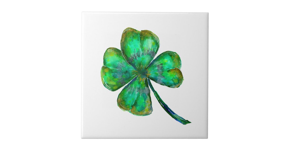 Green Four Leaf Clover Ceramic Tile | Zazzle