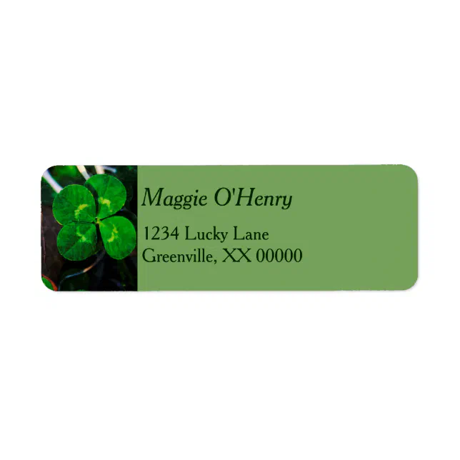 Green Four Leaf Clover Lucky Personalized Label | Zazzle