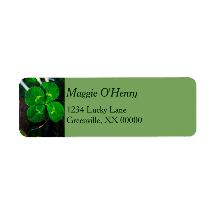 Green Four Leaf Clover Lucky Personalized Label | Zazzle
