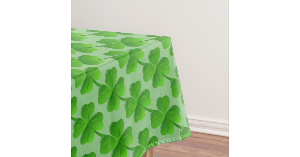 Green Four-Leaf Clover Pattern on Lime Green Tablecloth | Zazzle
