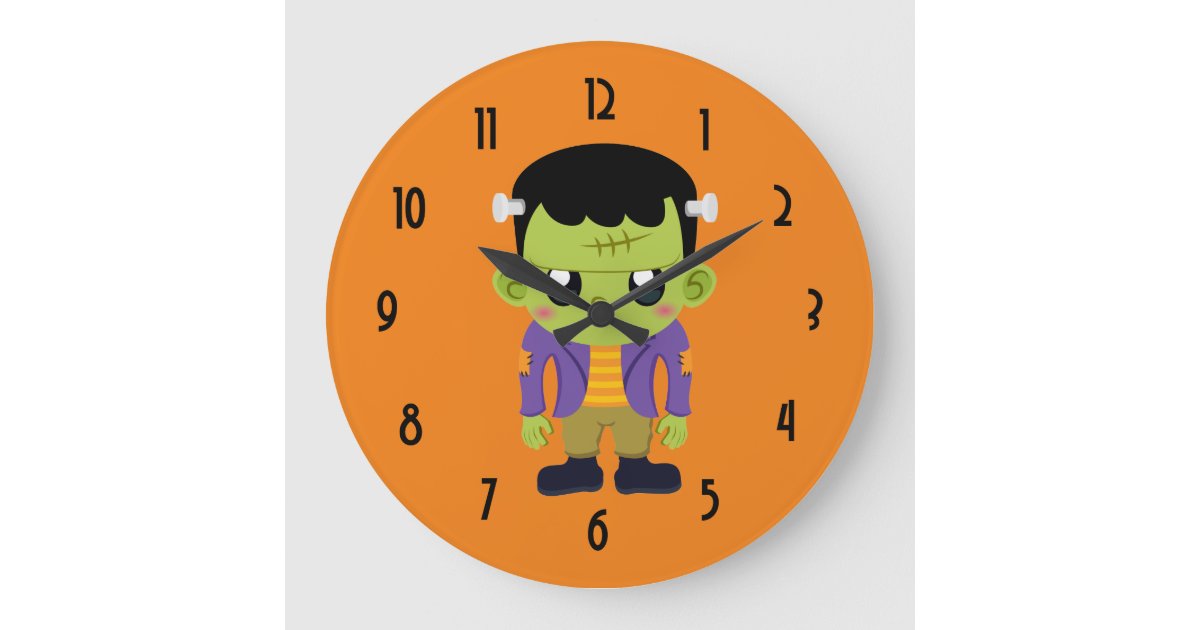 Green Frankenstein Monster Halloween Large Clock | Zazzle