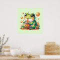Green Frog Drinking Orange Boba Bubble Tea Poster | Zazzle