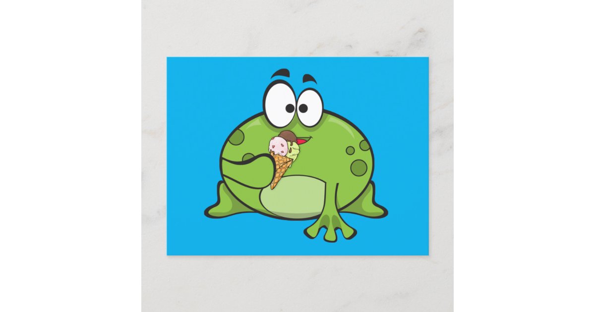 Green Frog Eating Ice Cream Cone Postcard | Zazzle