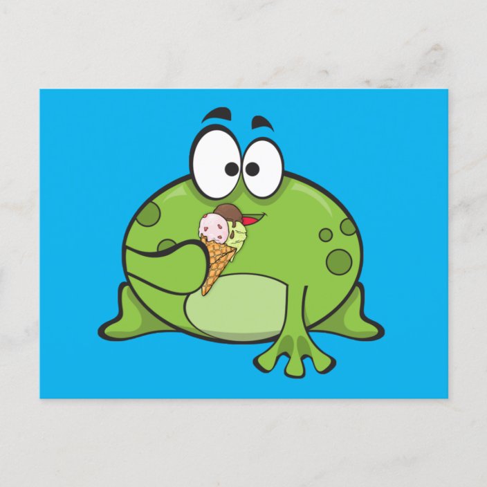 Green Frog Eating Ice Cream Cone Postcard | Zazzle.com