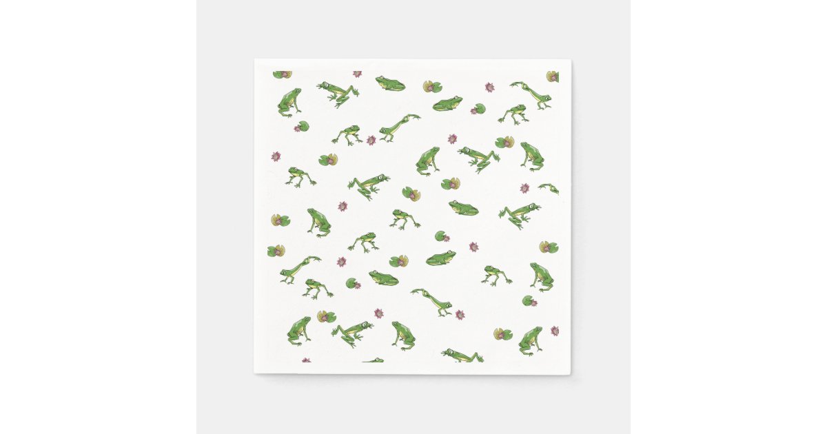 Green Frog Pattern Napkins | Zazzle