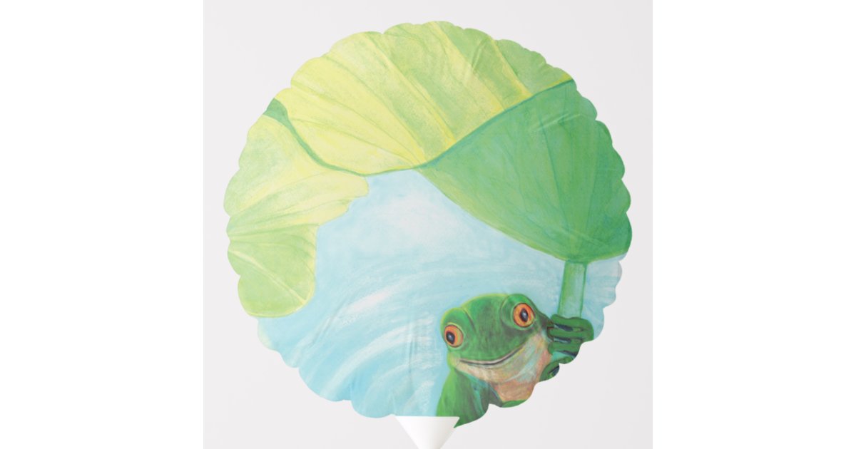 Green Frog under Lily Pad Balloon | Zazzle
