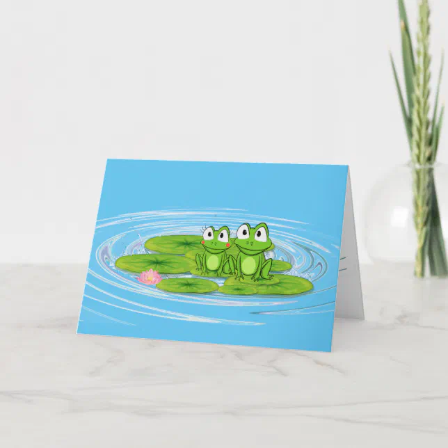 green frogs on lily pad birthday card | Zazzle