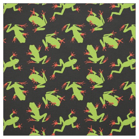 Green Tree Frogs Fabric | Zazzle