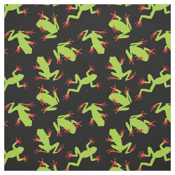 Green Tree Frogs Fabric | Zazzle