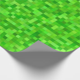 Green Gamer Pixels Birthday Party Wrapping Paper | Zazzle