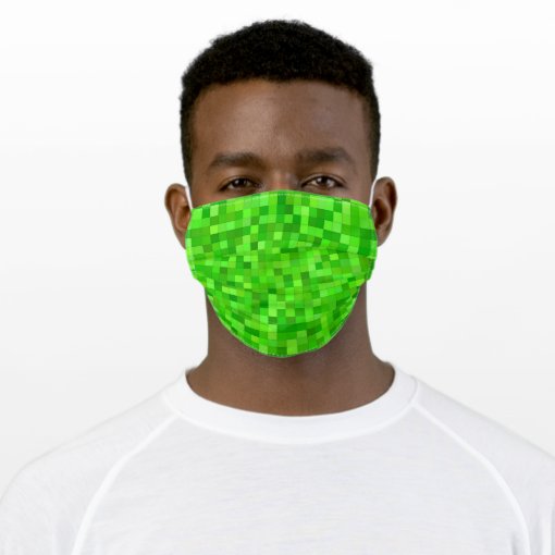 Green Gamer Pixels | Custom Adult Cloth Face Mask | Zazzle