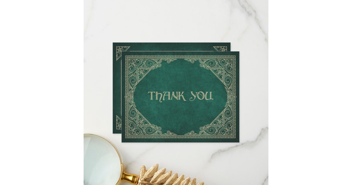 Green Geek Book Library Literary Wedding Thank You Card | Zazzle