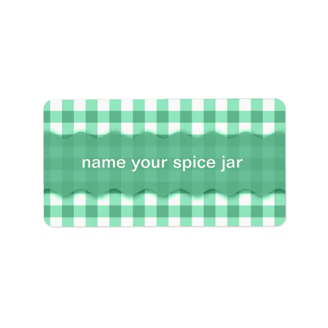 Green Gingham Checkered Design Kitchen Label | Zazzle