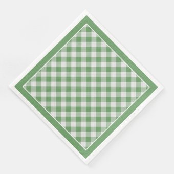 Green Gingham Checks Pattern For All Occasions Paper Dinner Napkins ...