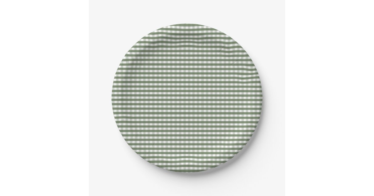 Green Gingham Pattern Paper Plates | Zazzle