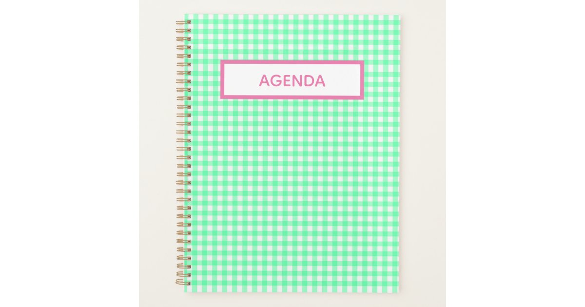 Green Gingham Planner | Zazzle