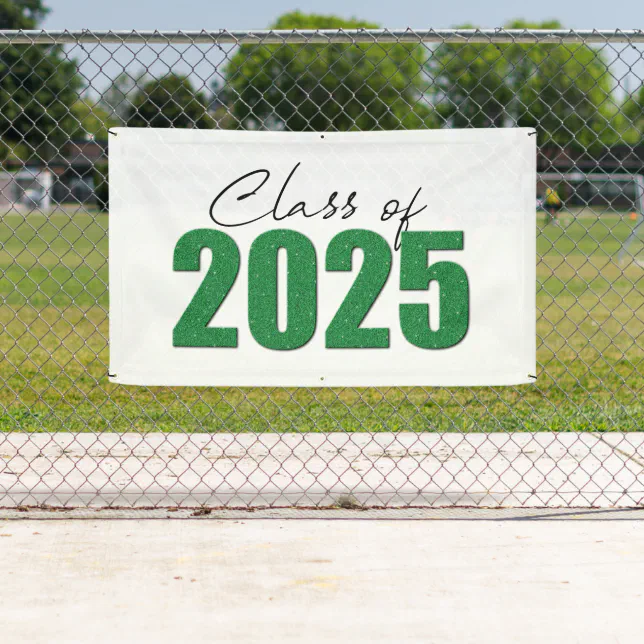 Green Glitter Class of 2025 Banner | Zazzle