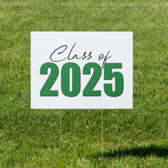 Green Glitter Class of 2025 Sign | Zazzle