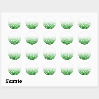 Green Glitter Custom Trendy Classic Round Sticker | Zazzle