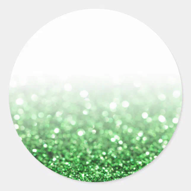 Green Glitter Custom Trendy Classic Round Sticker | Zazzle