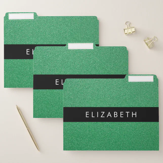 Green Glitter, Glitter Background, Your Name File Folder | Zazzle