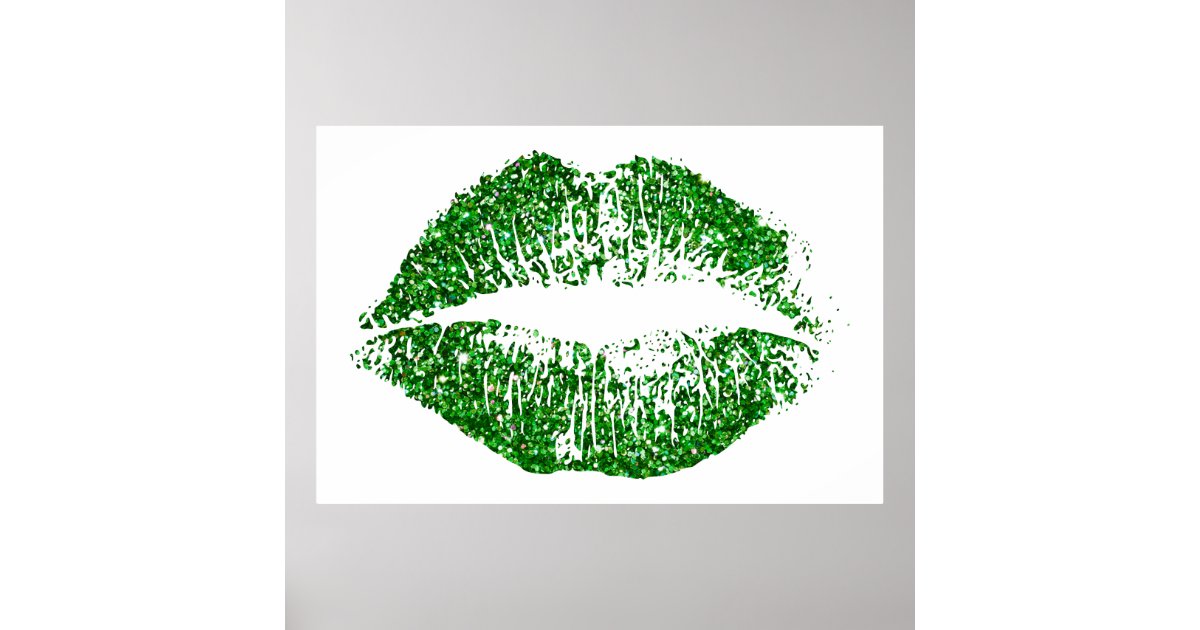 Green Glitter Lips #2 Poster | Zazzle