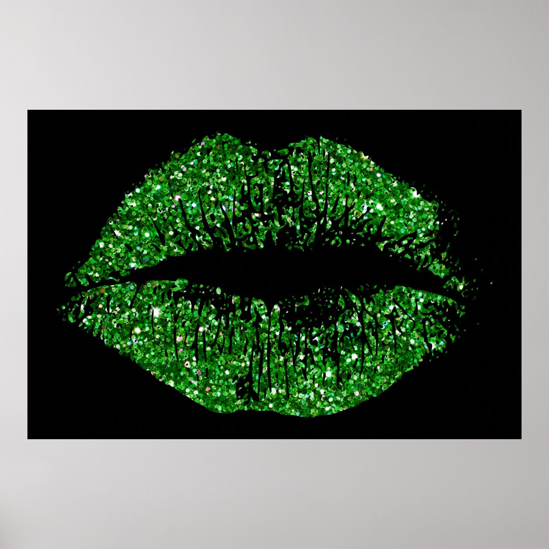 Green Glitter Lips Poster | Zazzle