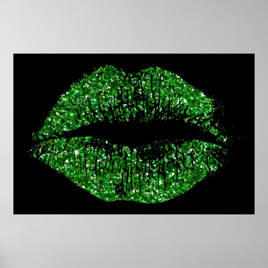 Green Glitter Lips Poster | Zazzle.com
