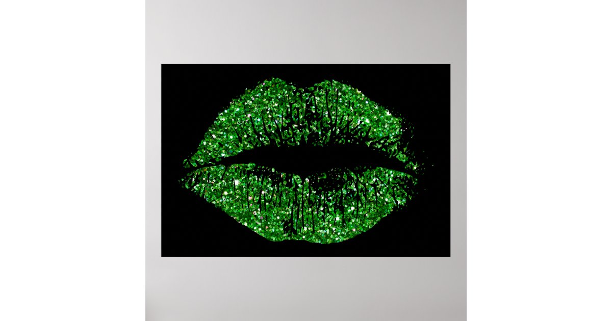 Green Glitter Lips Poster | Zazzle