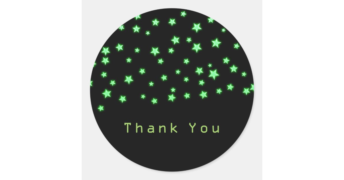 Green Glowing Stars Birthday Party Custom Favor Classic Round Sticker ...
