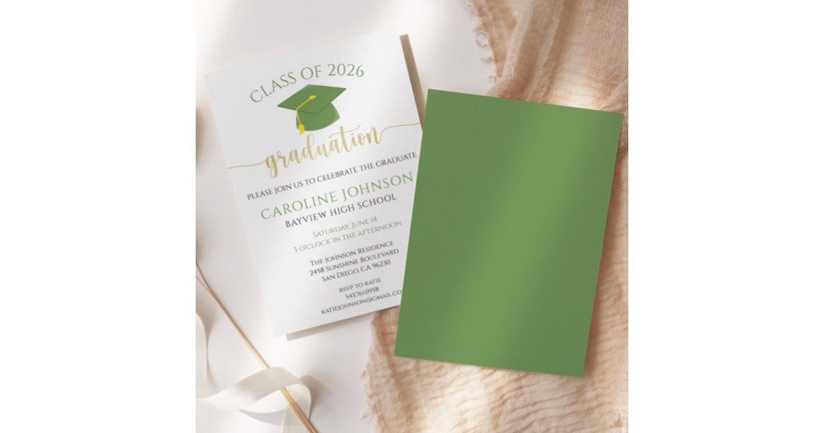 Green & Gold Class Of Graduation Party Invitation | Zazzle