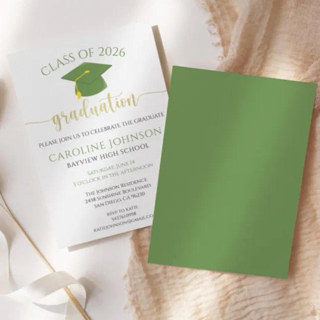 Green & Gold Class Of Graduation Party Invitation | Zazzle