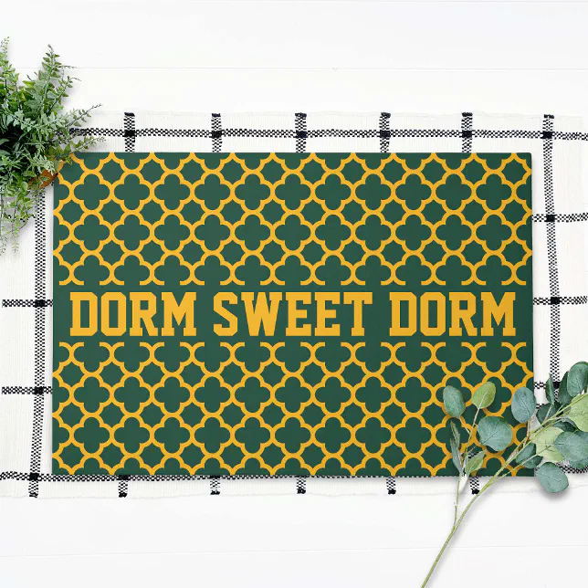 Green Gold College Cool Fun Dorm School Home Doormat | Zazzle