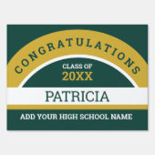 Green Gold Congratulations Grad 2020 Custom Name Sign | Zazzle