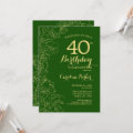 Green Gold Floral 40th Birthday Party Invitation | Zazzle