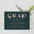 Green Gold Floral Letter Graduation Party Photo Invitation | Zazzle