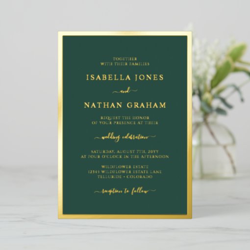 Green Gold Foil Wedding Invitations | Zazzle