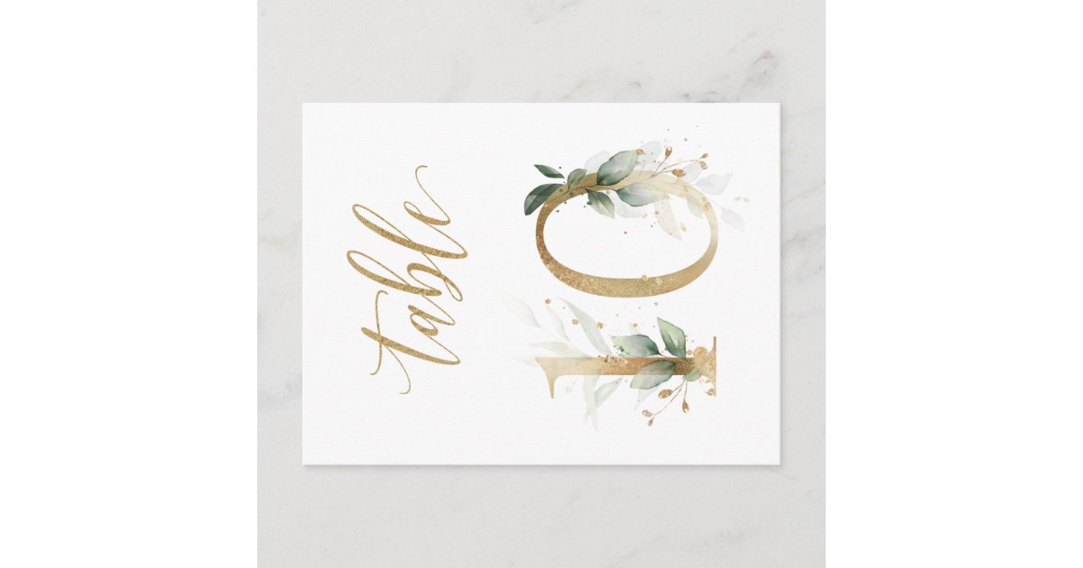 Green & gold foliage, Table 10, Table Number | Zazzle