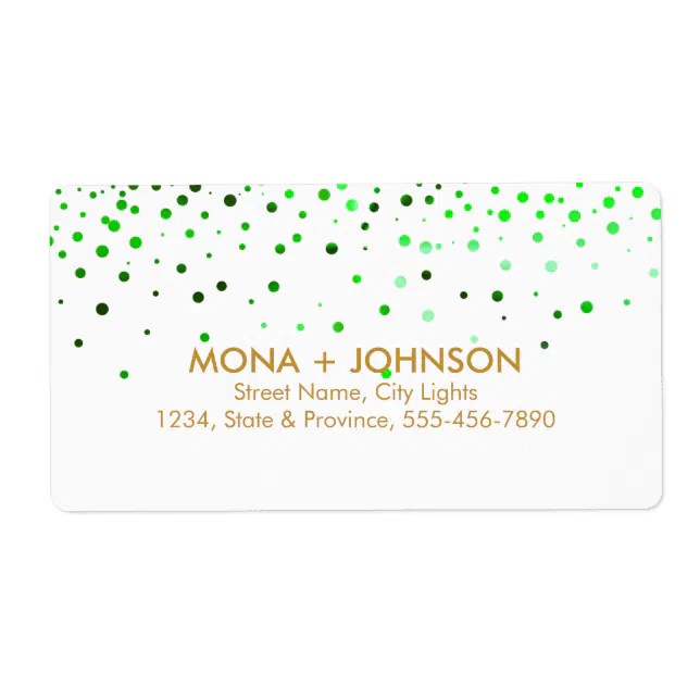 Green Gold Glitter Sparkle Confetti Dots Modern Label | Zazzle