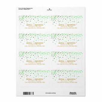 Green Gold Glitter Sparkle Confetti Dots Modern Label | Zazzle